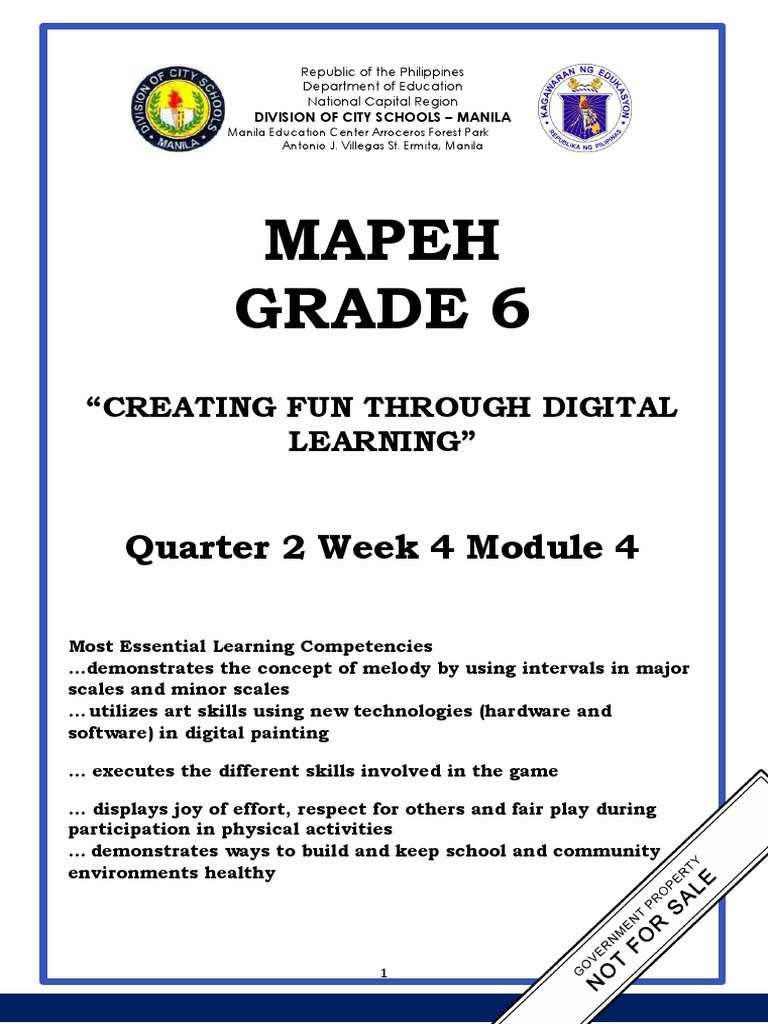Mapeh Grade 6: Quarter 2 Week 4 Module 4 | Download Free PDF | Chess | Competitive Games