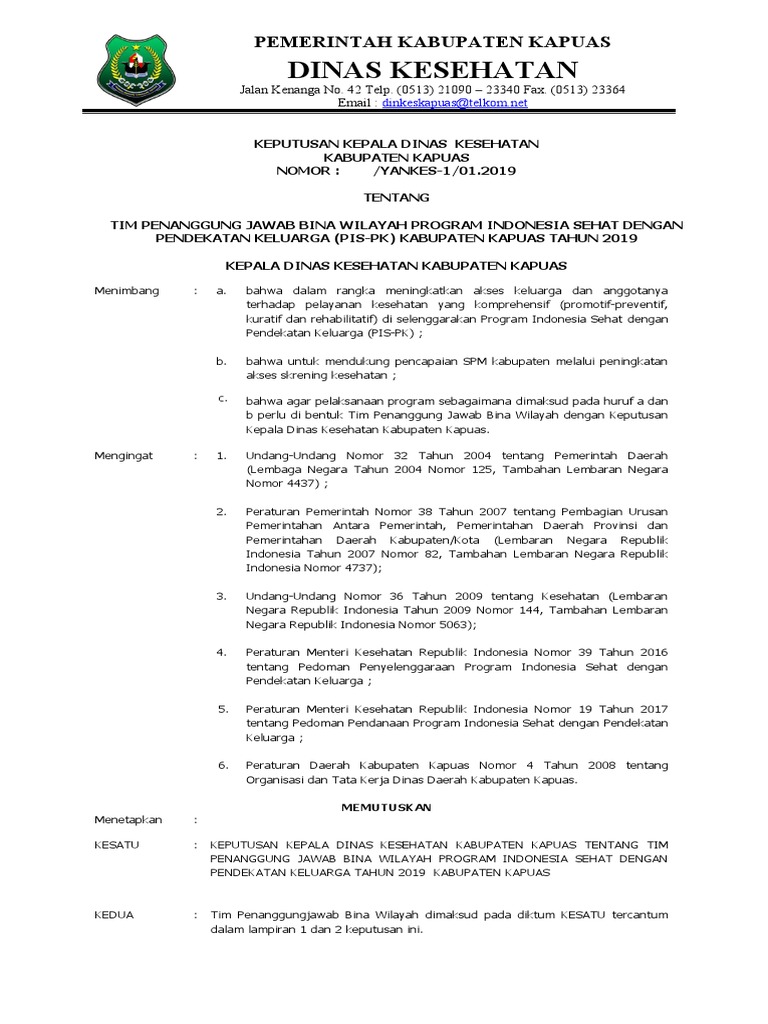 Contoh SK PANITIA PIS - PK | PDF | Kesehatan Holistik