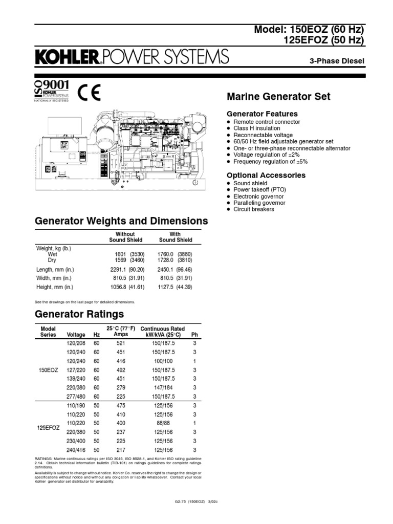 Generator_Kohler Power System | PDF | Diesel Engine | Engines