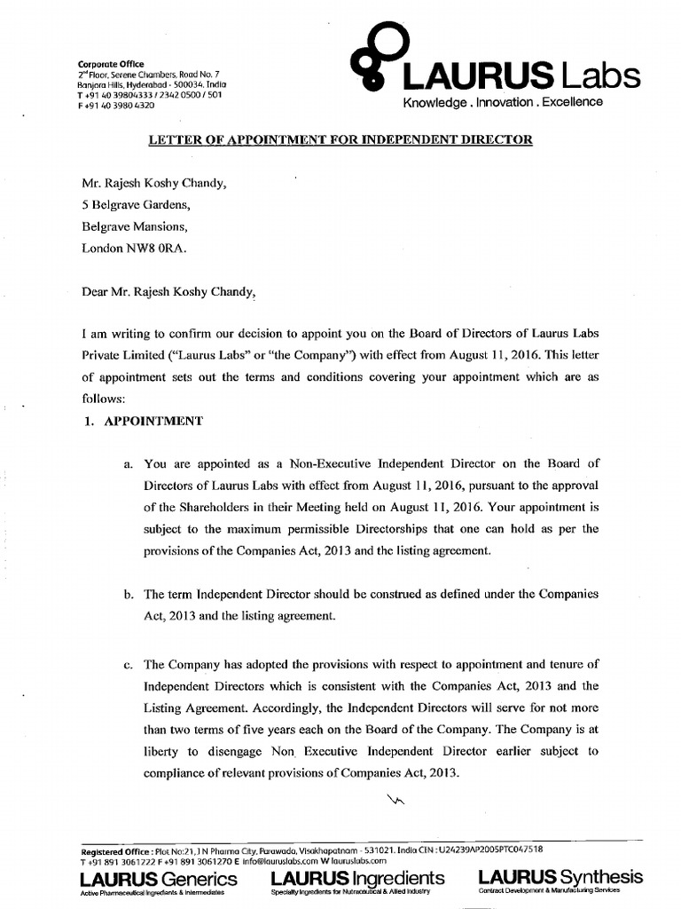 DR Rajesh Koshy Chandy-Appointment Letter | PDF