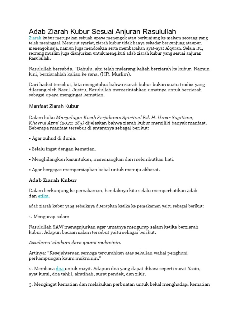 Adab Ziarah Kubur | PDF