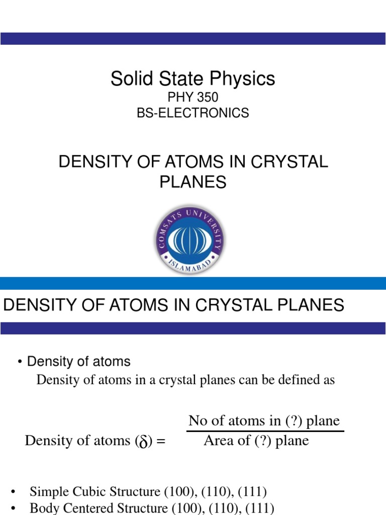 Atomic Density of SC, BCC, FCC | PDF | Area | Elementary Mathematics