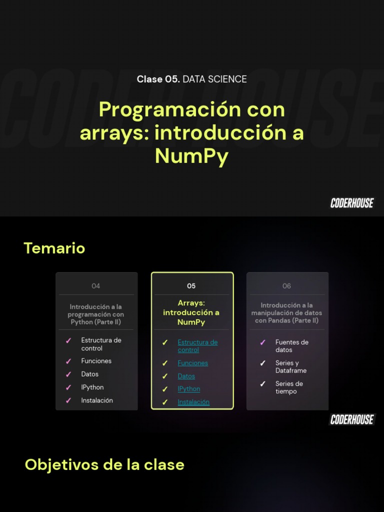 Clase 5 - Programación Con Arrays - Introducción A NumPy | PDF | Estructura de datos de matriz ...