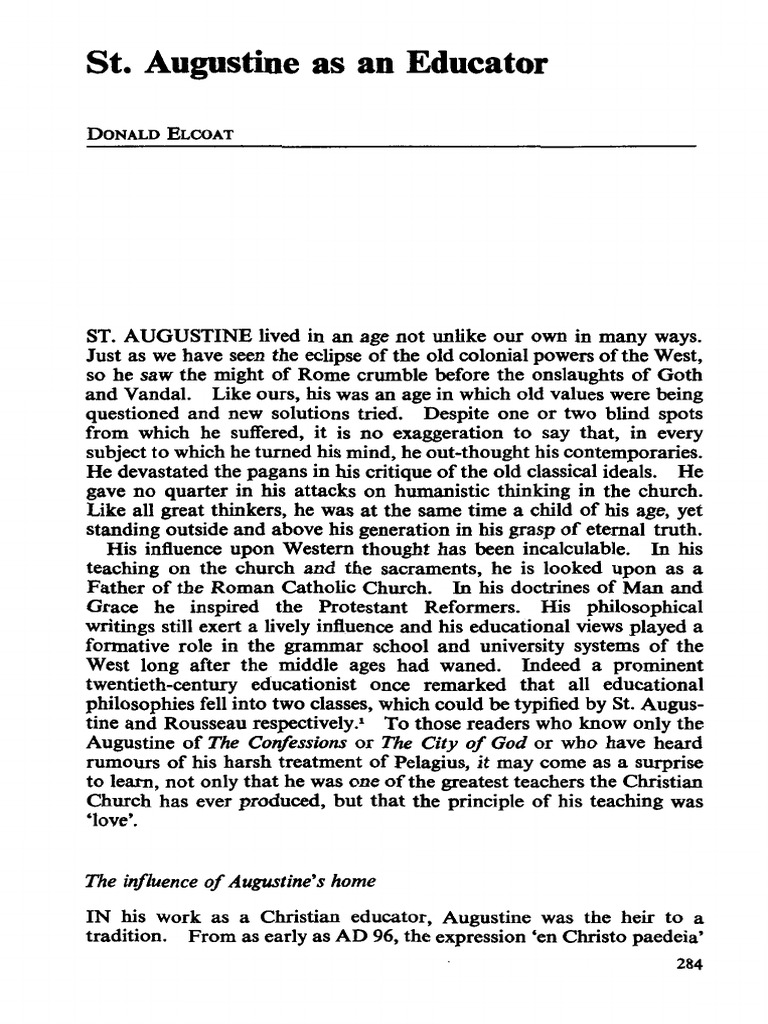 St. Augustine's Educational Influence | PDF | Augustine Of Hippo