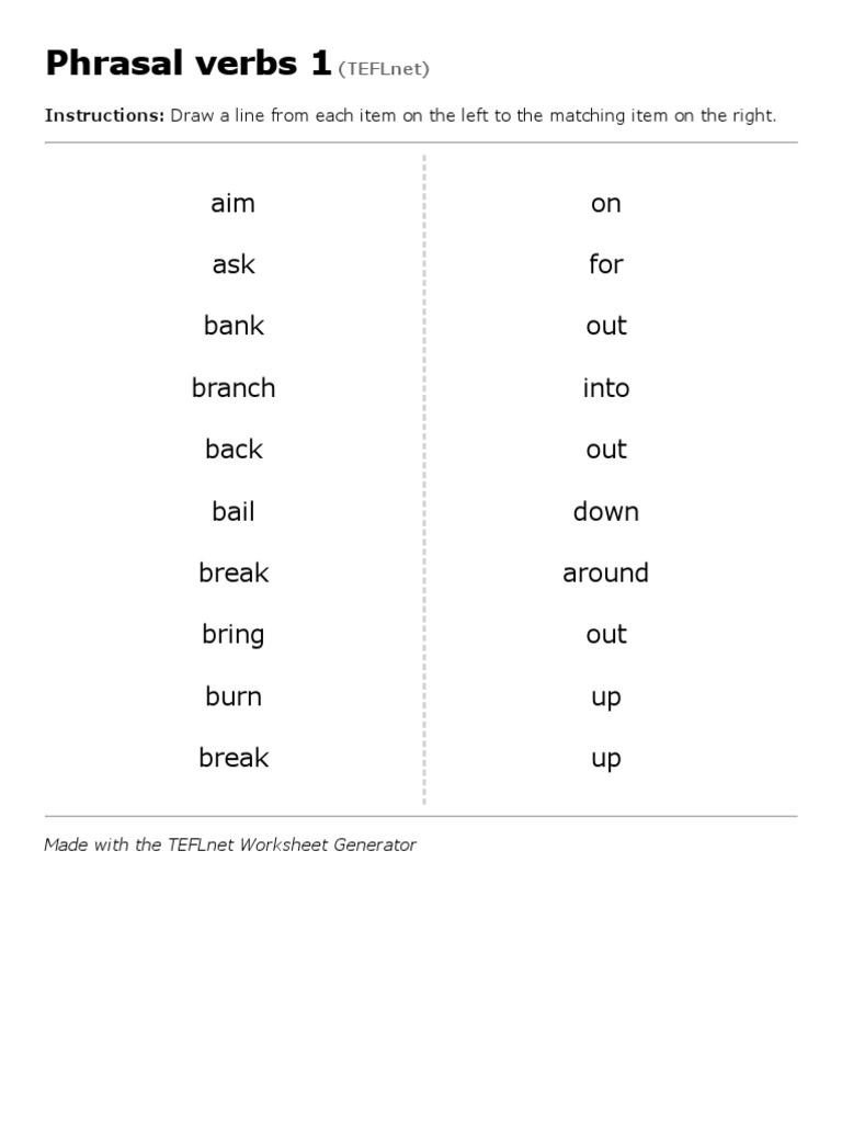 Match Up - Phrasal Verbs 1 | PDF