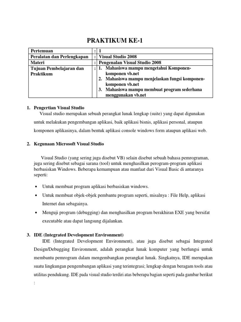 Pertemuan 1 (Pemrograman Visual) | PDF | Komputer | Teknologi & Rekayasa