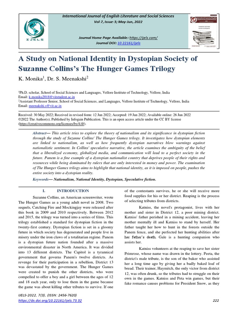 A Study On National Identity in Dystopian Society of Suzanne Collins's ...