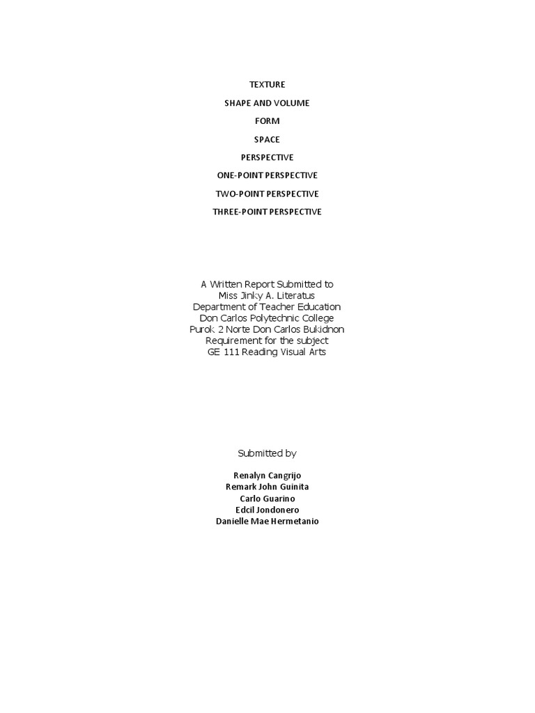 WRITTEN-REPORT-SAMPLE | PDF | Perspective (Graphical) | Geometry