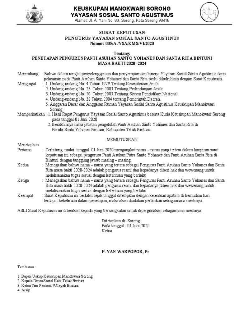 SURAT KEPUTUSAN pENGURUS | PDF