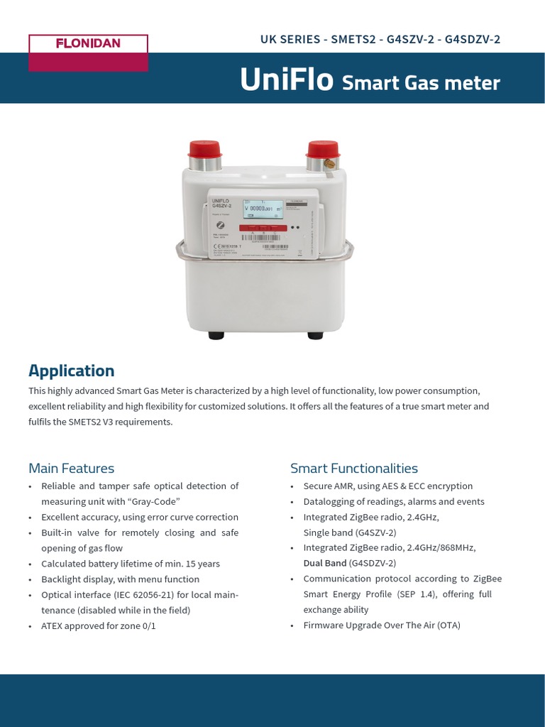 UniFlo G4SZV-2 Smart Gas Meter Guide | PDF | Menu (Computing) | Electronics