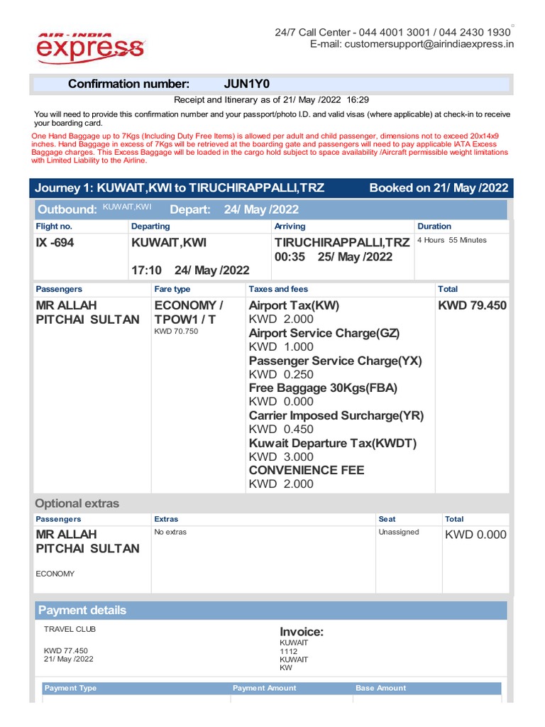 Confirmation Number: JUN1Y0 | PDF | Baggage | Transport