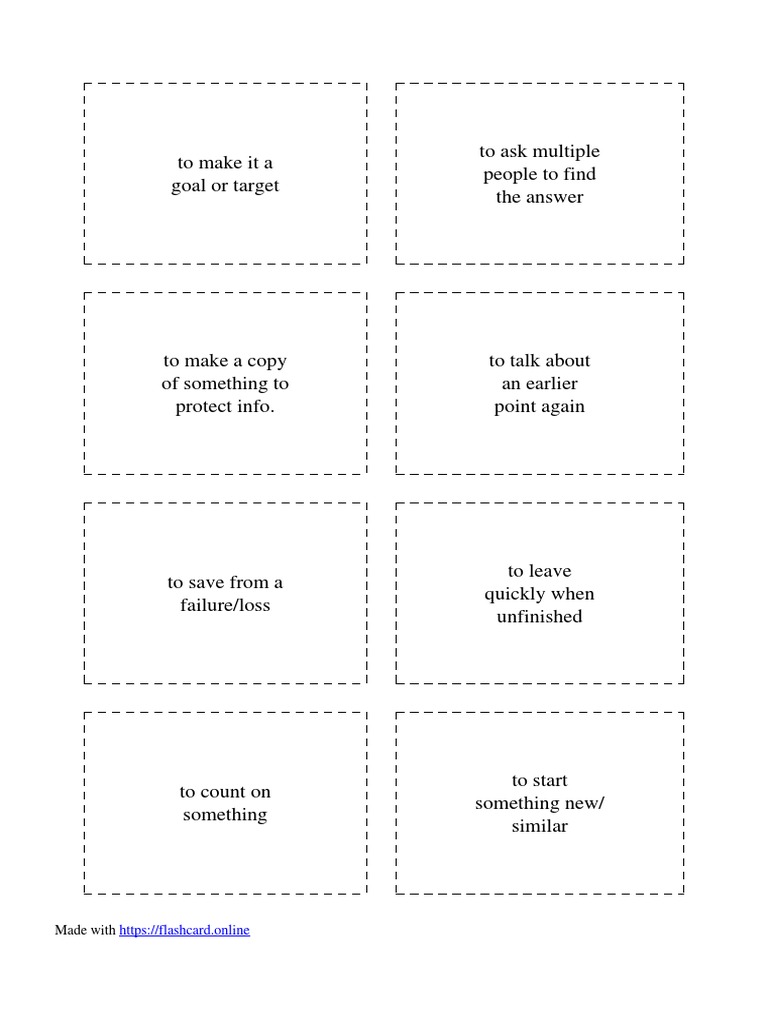 Small Cards - Definitions - Phrasal Verbs 1&2 | PDF