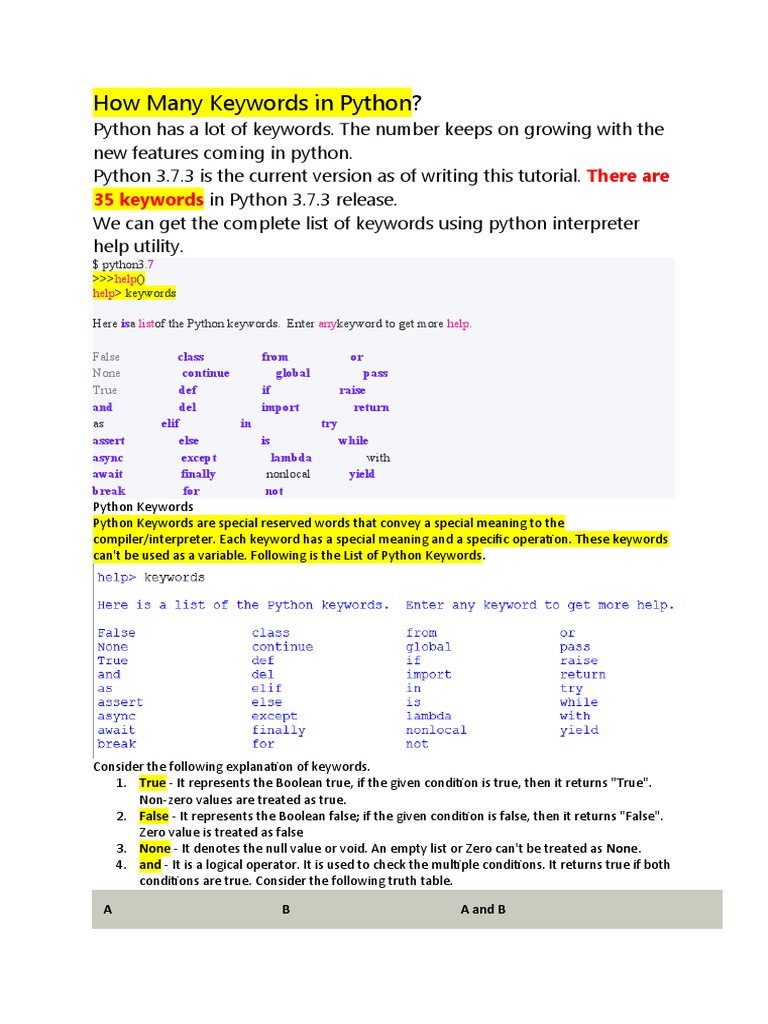 How Many Keywords in Python | Download Free PDF | Anonymous Function | Subroutine