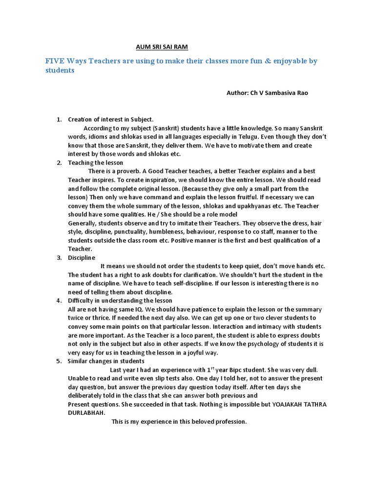 Five Ways by SS Rao | PDF | Teachers | Disciplines