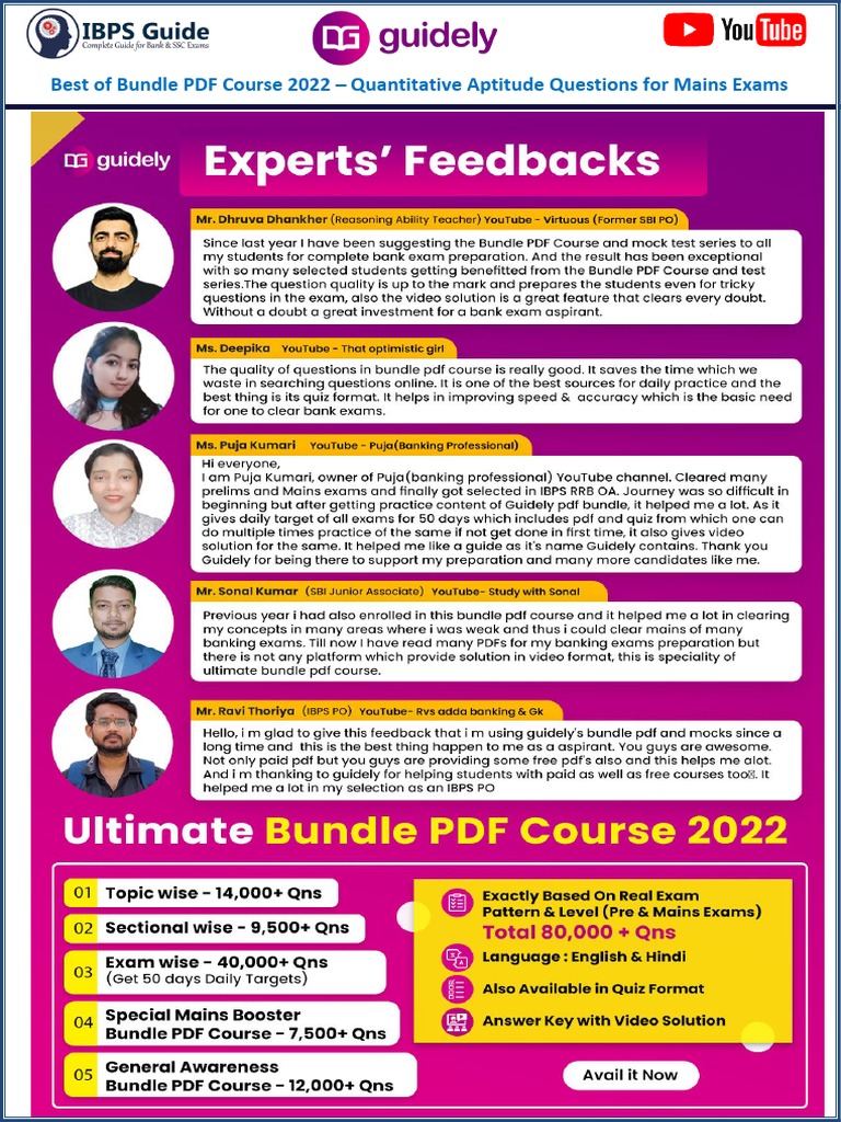 Best of Bundle PDF Course 2022 - Quantitative Aptitude Questions For Mains Exams | PDF | You ...