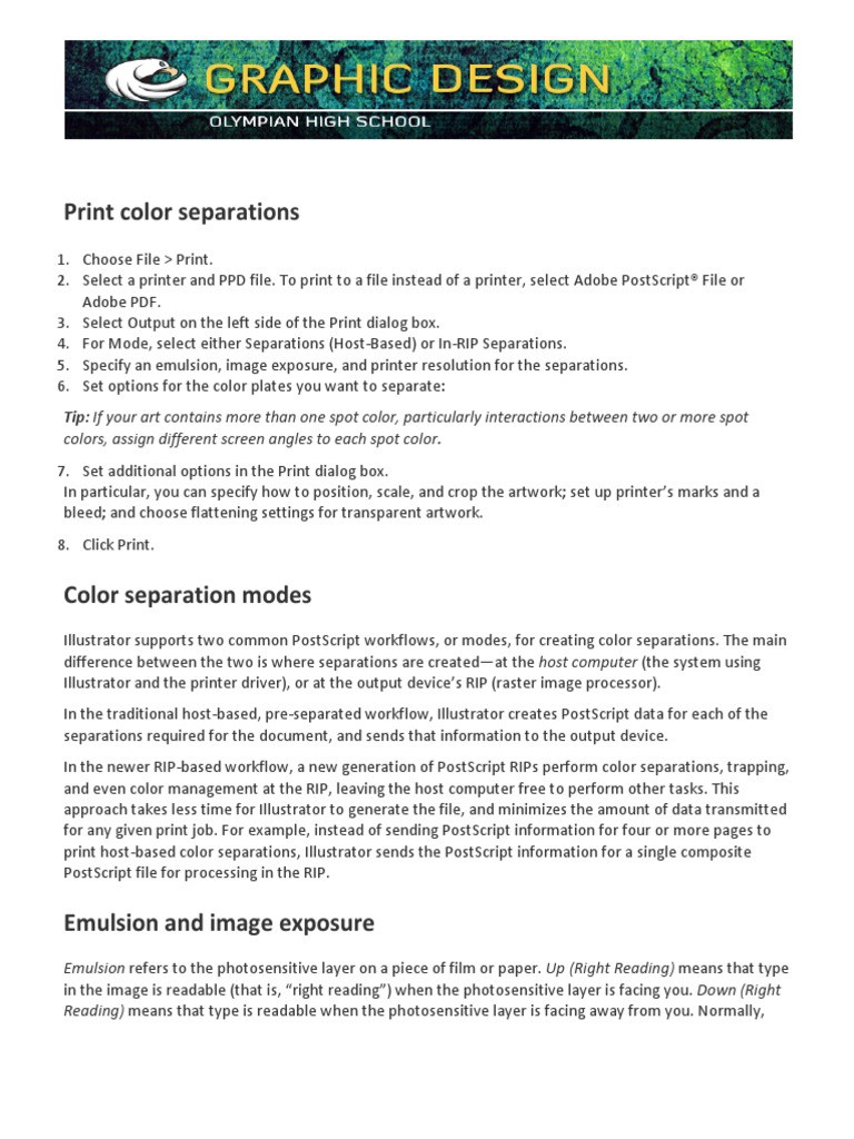 Print Color Separations | PDF | Adobe Illustrator | Printer (Computing)
