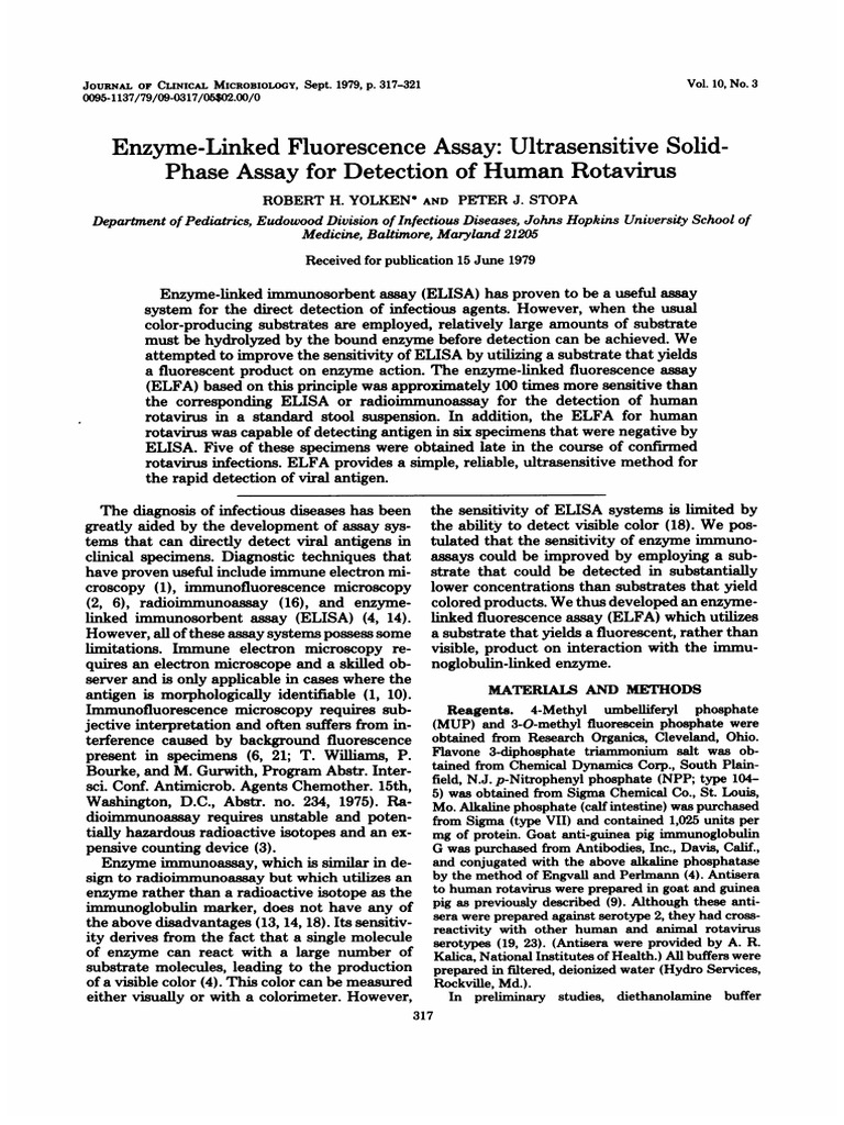 Enzyme-Linked Fluorescence: Assay: Ultrasensitive Solid-Phase Assay For ...