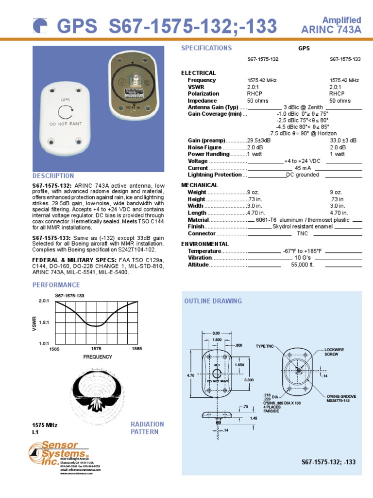 S67-1575-132-133 Specification | PDF | Antenna (Radio) | Electricity