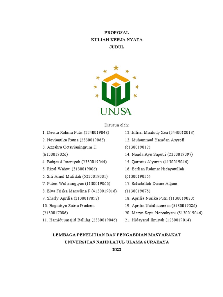 Template Proposal KKN 2022 - Kel 12 | PDF