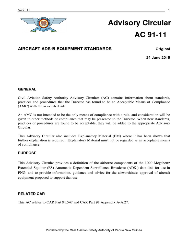 AC 91 11 Aircraft ADS B Equipment Standards | PDF | Transponder ...