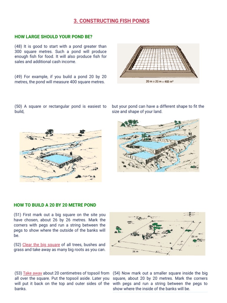 HANDBOOK3. Constructing Fish Ponds | PDF | Pond | Natural Environment
