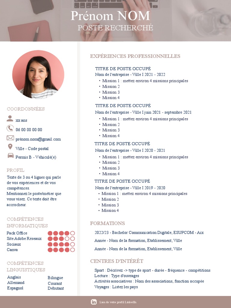 CV Nom Prénom Type | PDF