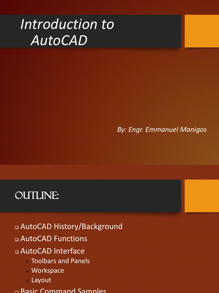 Introduction To Autocad: By: Engr. Emmanuel Manigos | PDF | Auto Cad ...