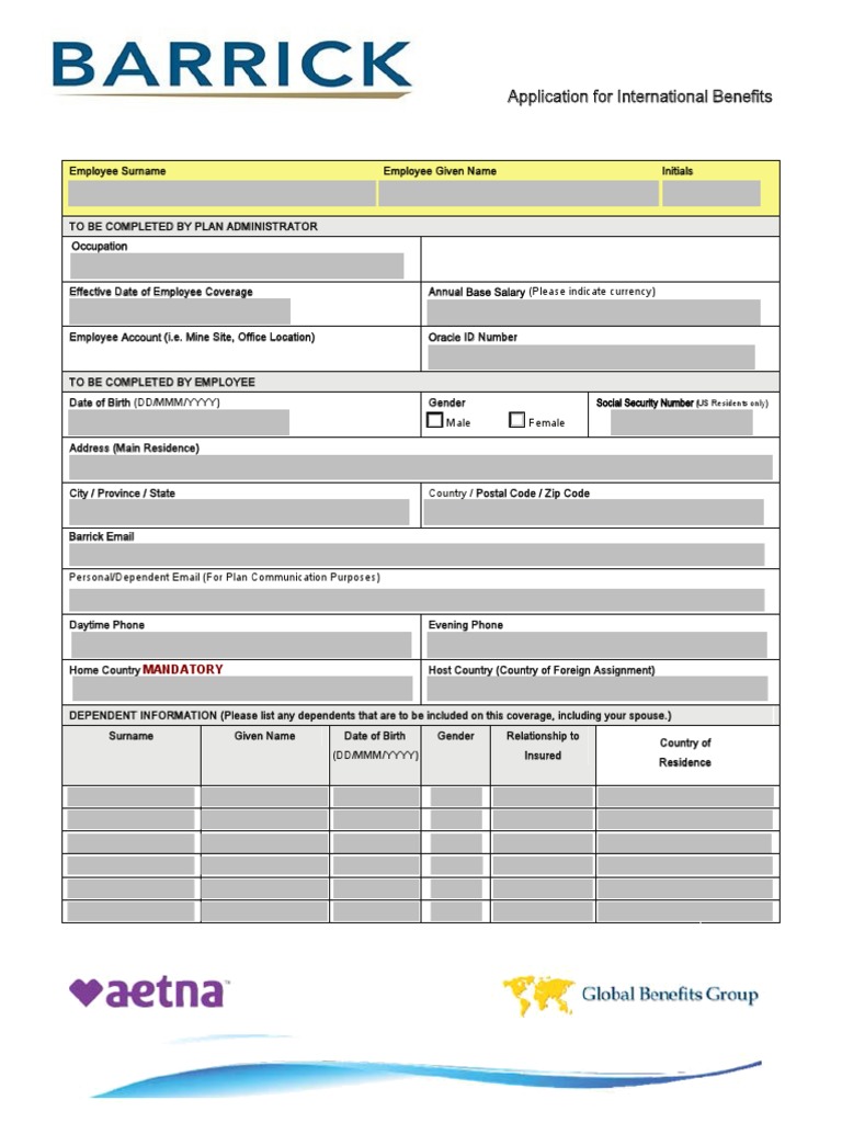 Barrick Enrollment Form Apr 2022 | PDF | Life Insurance | Insurance