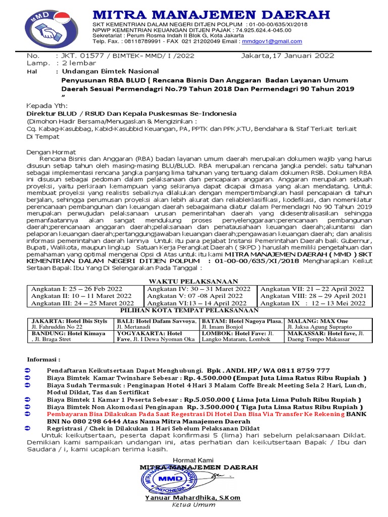 12 Bimtek Penyusunan Rba Blud - MMD 2022 | PDF