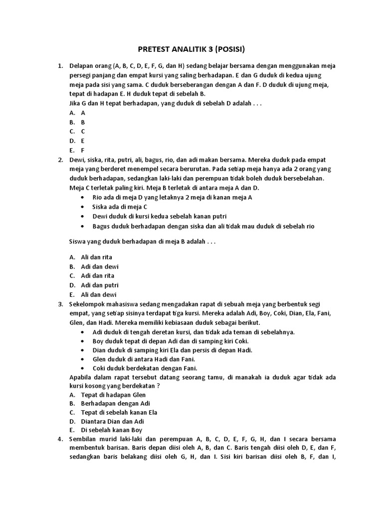 Contoh Soal Penalaran Analitik | PDF | Seni & Disiplin Bahasa