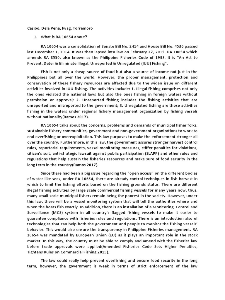 On RA 10654 | PDF | Oceanography | Fish