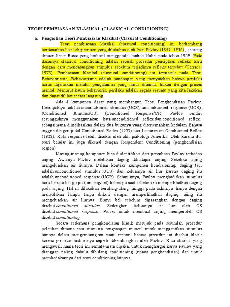 Classical Conditioning | PDF