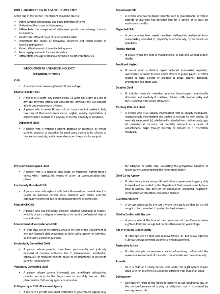 Notes Juvenile | PDF | Juvenile Delinquency | Id