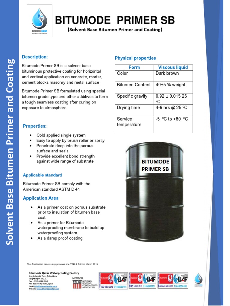 Bitumode Primer SB Overview | PDF | Asphalt | Chemical Substances