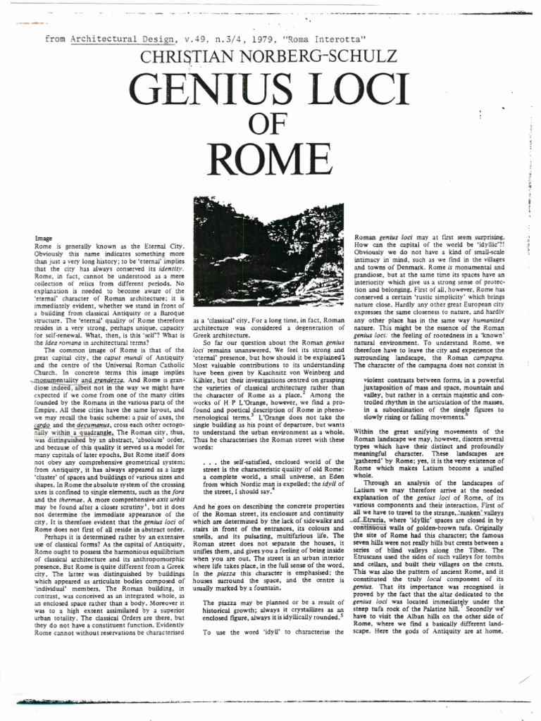 Genius Loci of Rome - Chrisian Norberg-Schulz | PDF | Rome | Catholic ...