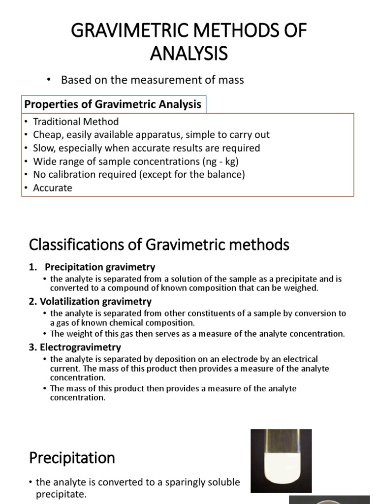 Gravimetric Methods of Analysis | PDF | Precipitation (Chemistry ...