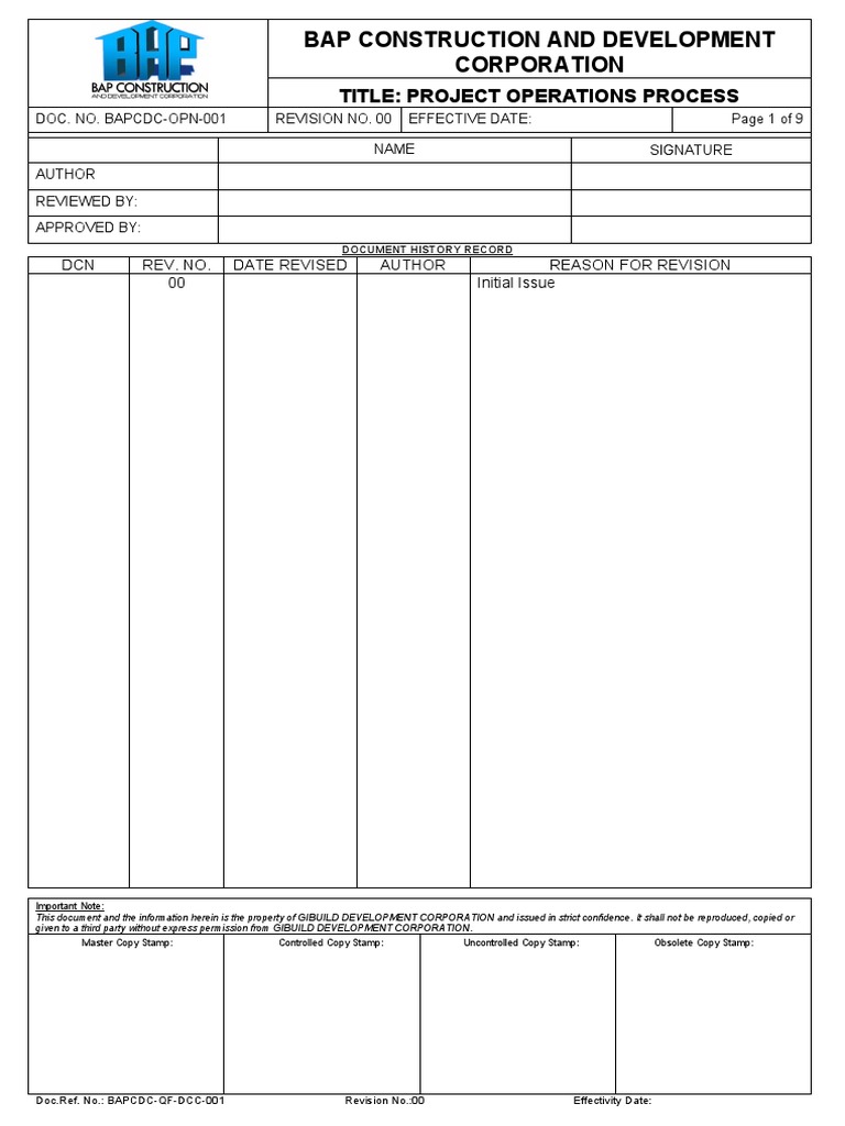 Project Operations Process | PDF | Duct (Flow) | Concrete