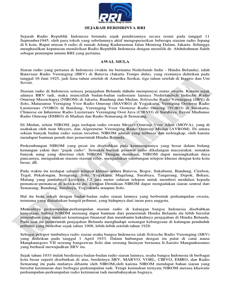 Sejarah Rri Yogyakarta | PDF