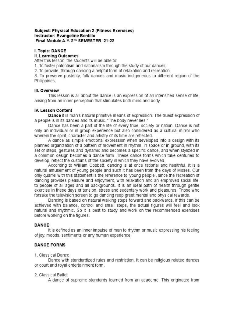 Module 4 Pe2 Final | PDF | Dances | Foot