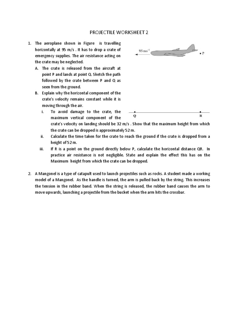 Projectile Worksheet 2 Edexcel | PDF | Projectiles | Slope