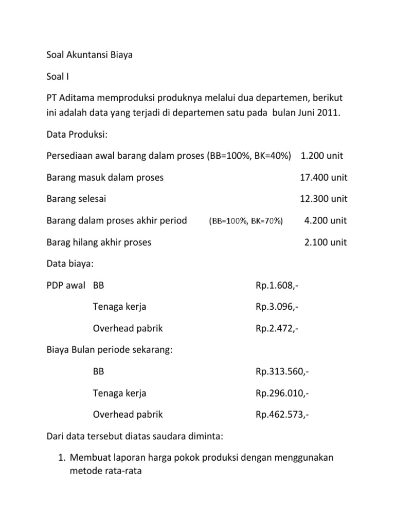 UAS Akuntansi Biaya | PDF