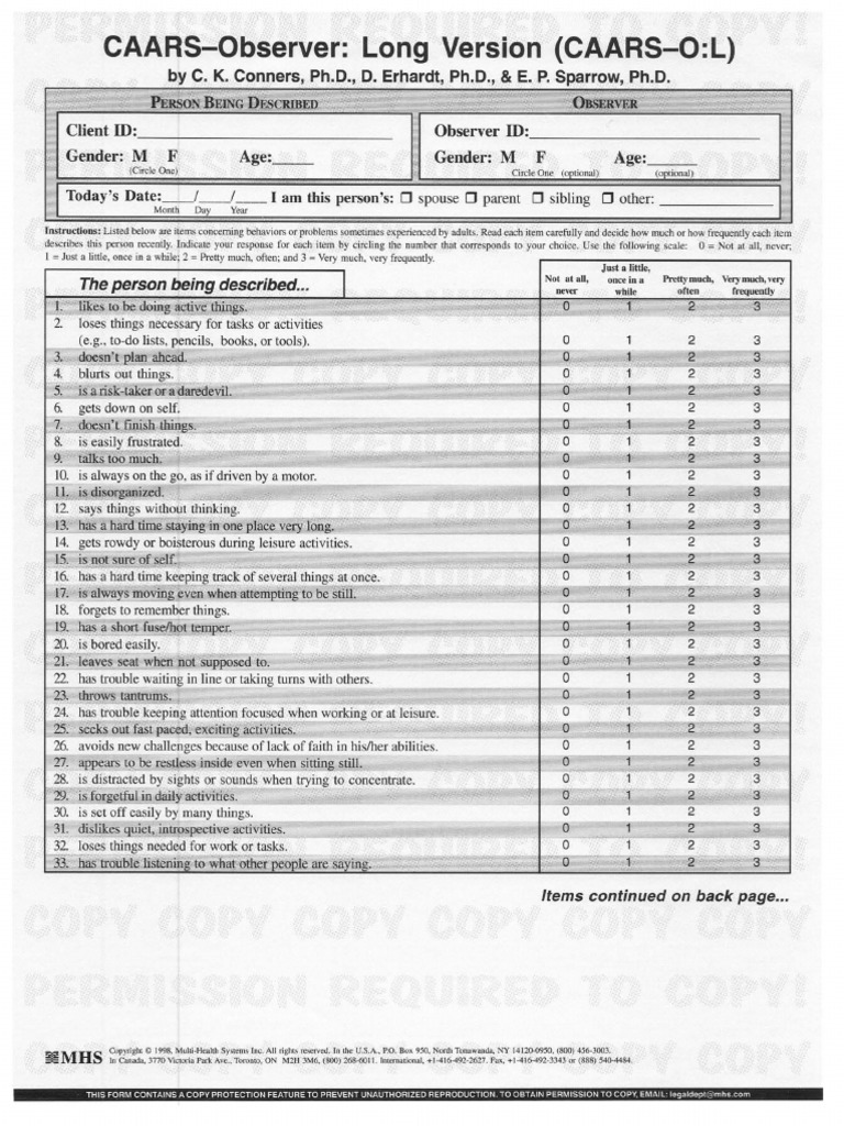 ADHD Scale Observer Report | PDF