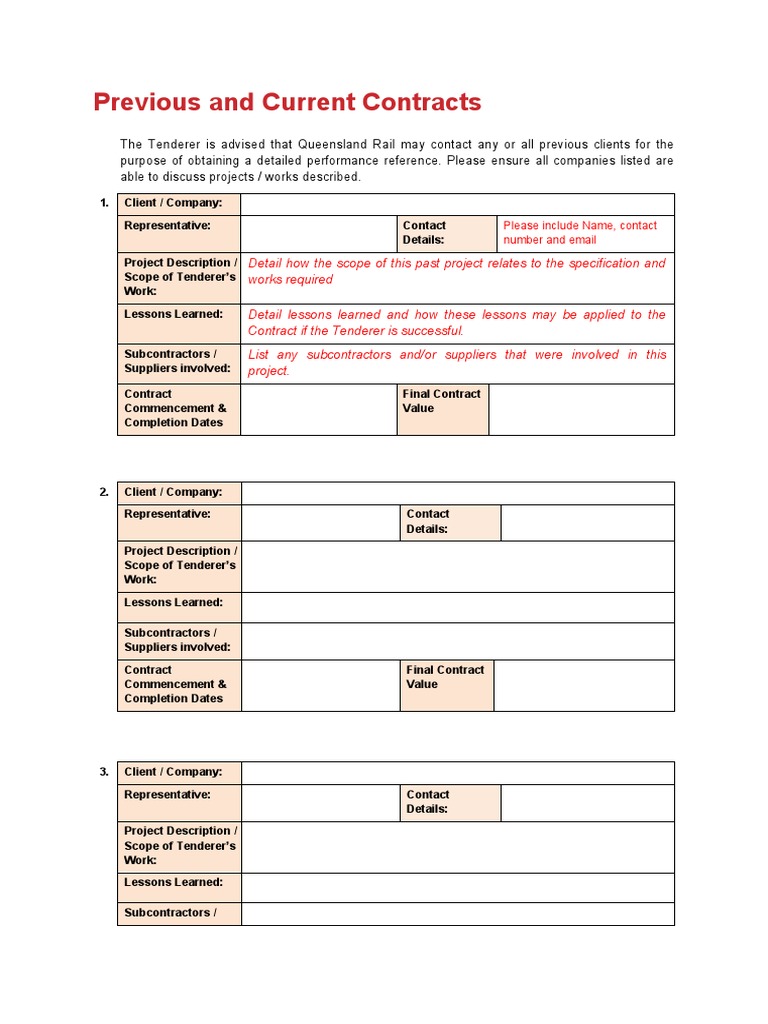 Previous and Current Contracts | PDF | Business