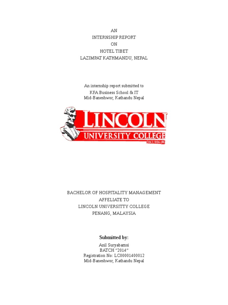 internship_report.docx | PDF | Cheque | Hotel