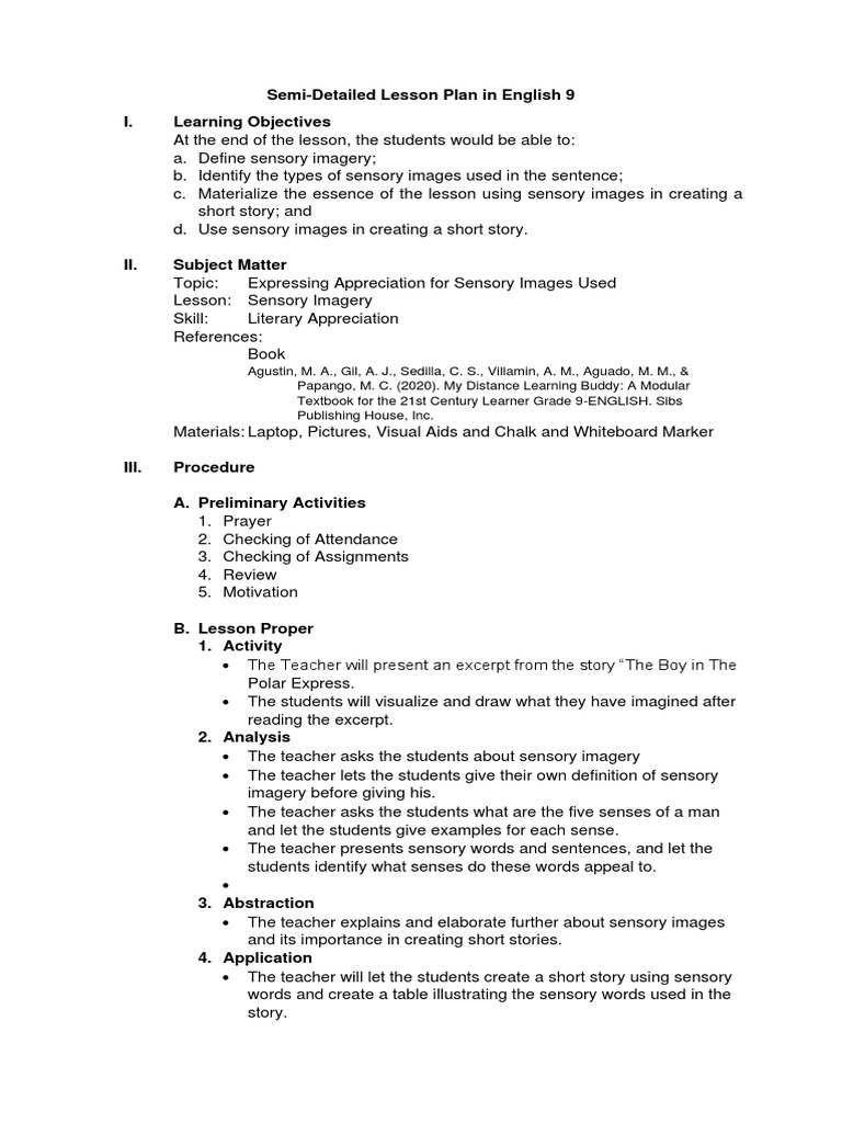Semi-Detailed Lesson Plan | PDF | Grammar | Lesson Plan