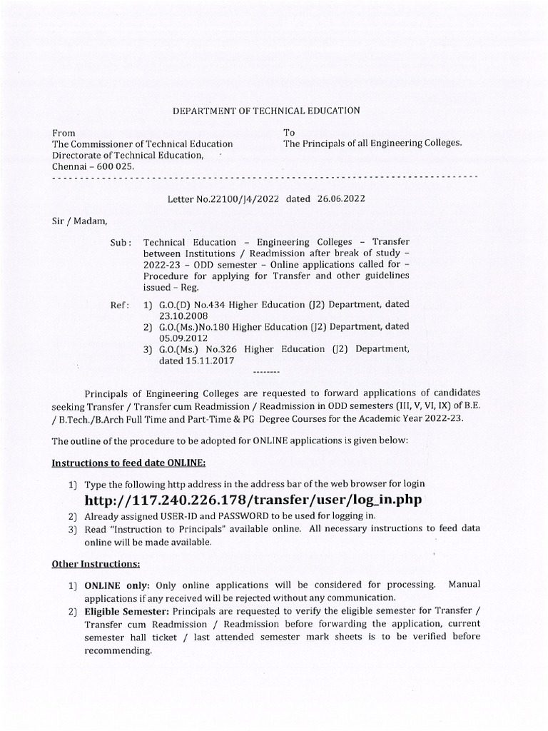 Transfer - Guidelines | PDF