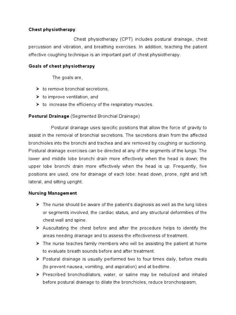 Chest Physiotherapy | PDF | Breathing | Lung