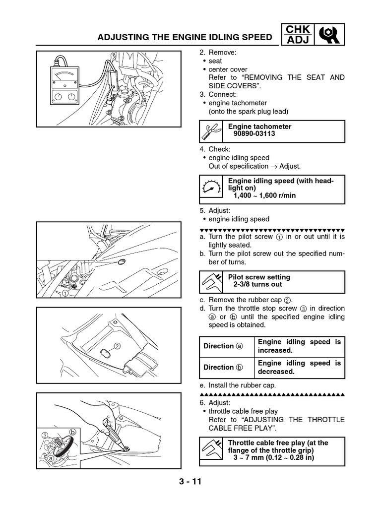 Yamaha Mio Adjusting The Engine Idling Speed | PDF | Throttle | Vehicle Technology