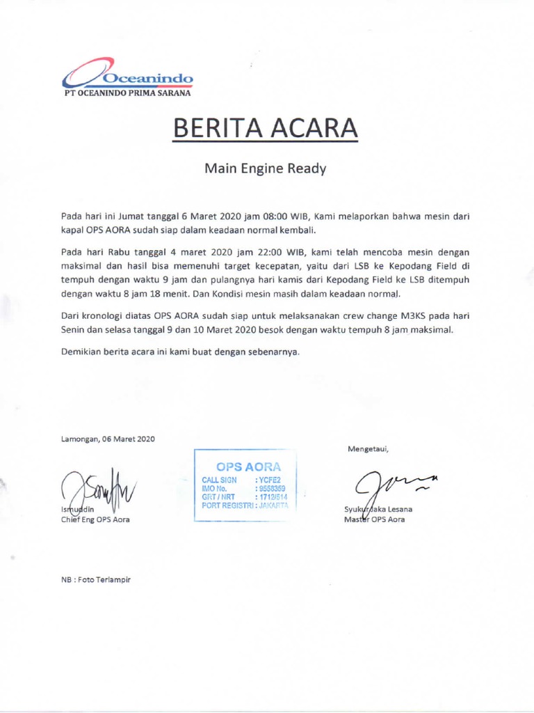 Berita Acara OPS AORA 6 Mar 2020183 | PDF