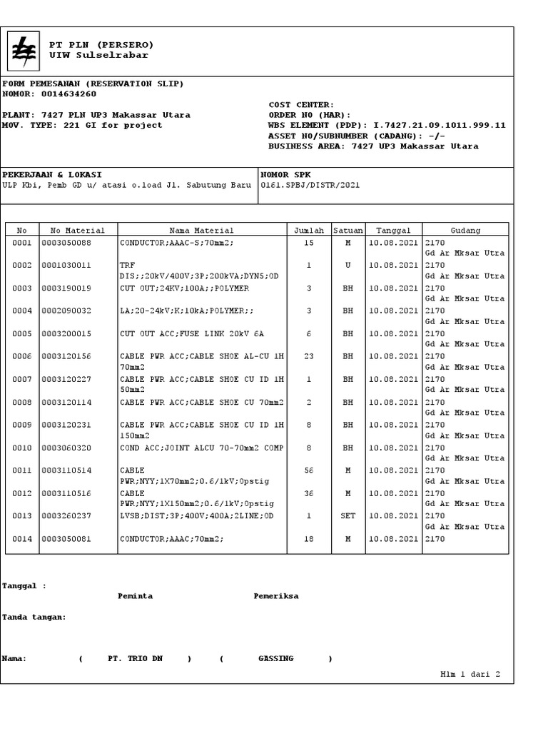 0161.SPBJ GD Pt. Trio Darma Nusantara | PDF | Teknologi & Rekayasa